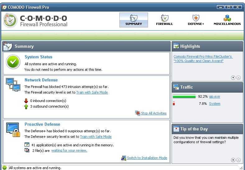 Comodo Firewall Internet Security - Free Software Download version 4.1