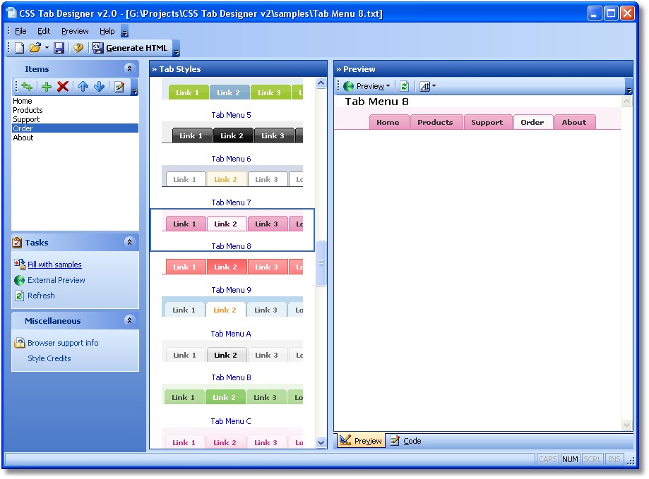 CSS Tab Designer Internet Web Development - Free Software Download ...
